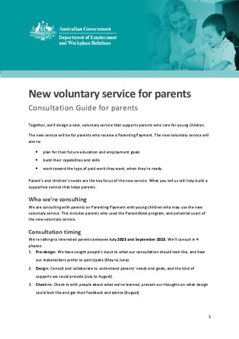 Consultation Guide for parents - Department of Employment and Workplace Relations, Australian ...